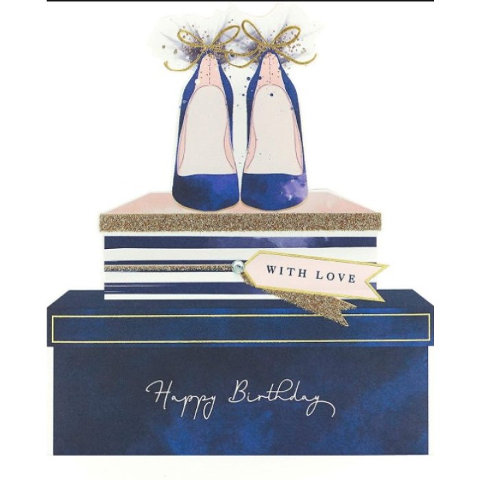 Happy Birthday Shoes on Present Boxes Design Card - Gamebreaker