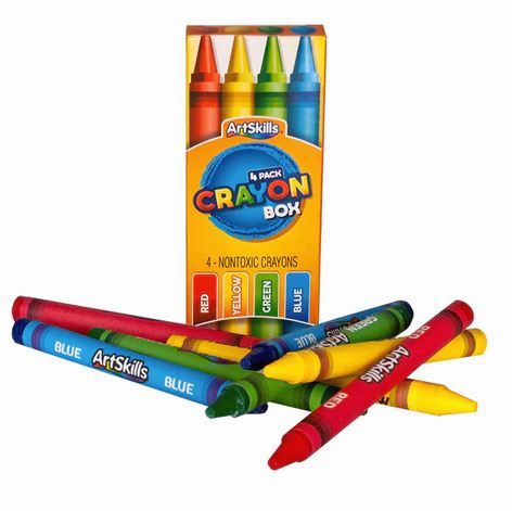 Art Skills 4 Piece Crayons Box Assorted Crayons - Gamebreaker