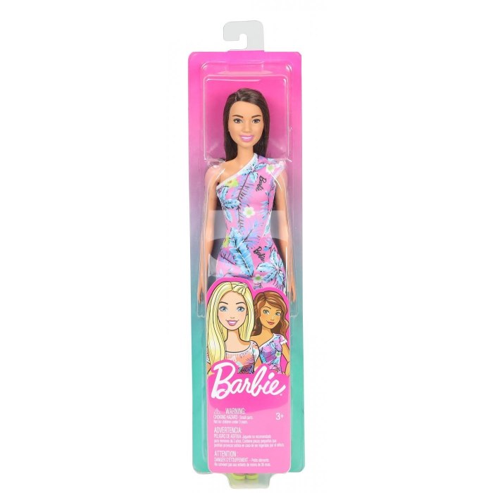 Mattel Barbie Flower Dresses - Pink Dress And Blackhair Doll GBK92 ...