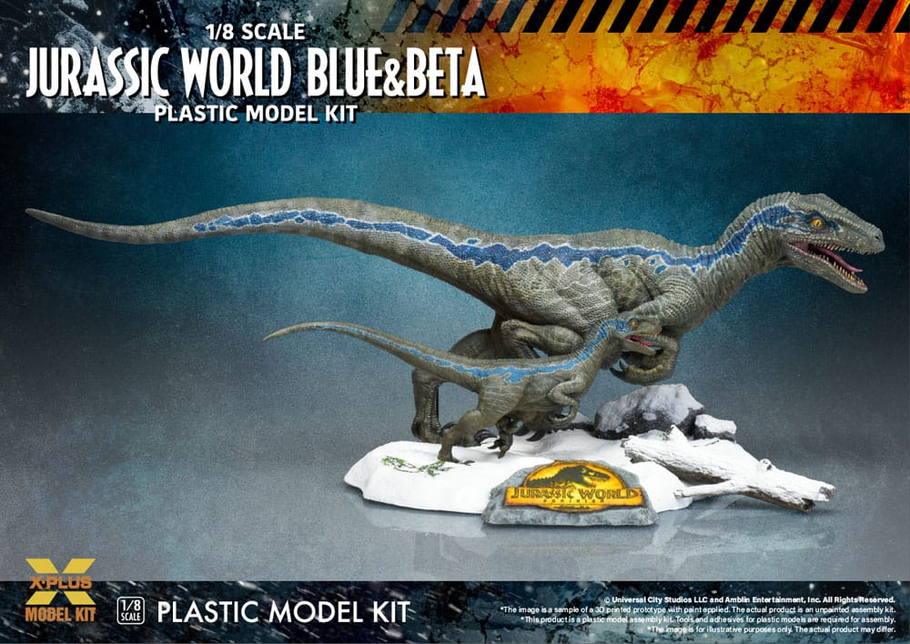 Jurassic World Plastic Model Kit 1/8 Dominion Velociraptor Blue & Beta ...