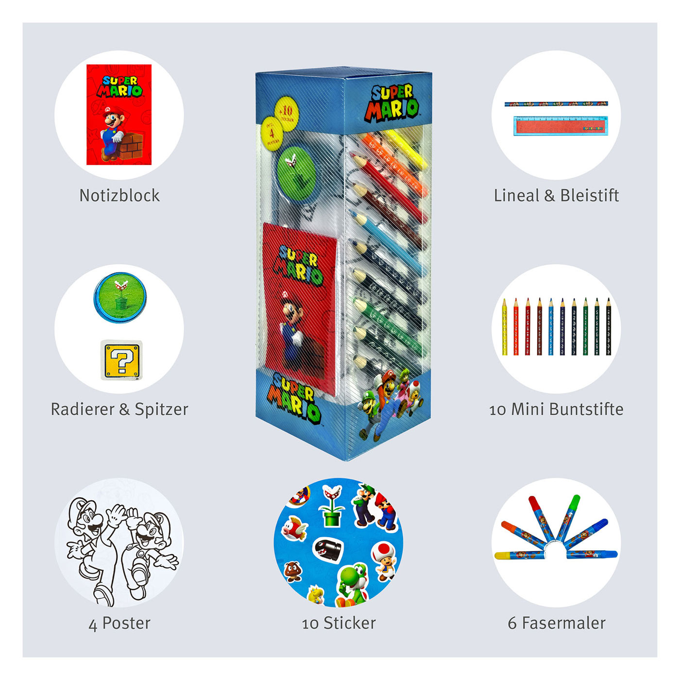 Super Mario Bros Stationery Set 35 Pieces - Gamebreaker