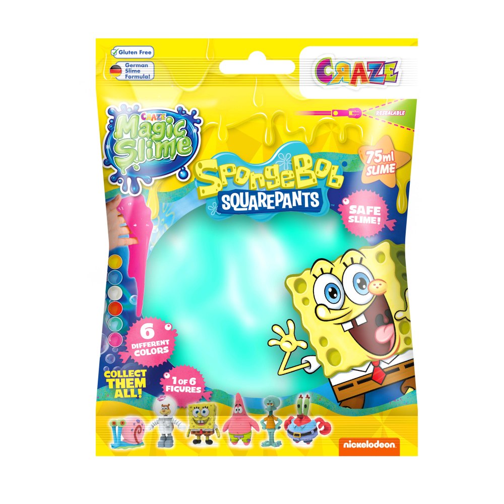 Craze – Magic Slime 75ml bag with a SpongeBob figure - Gamebreaker