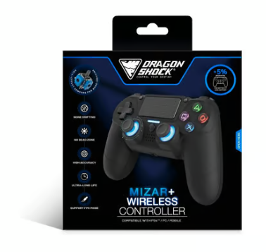 DragonShock - MIZAR+ - Bluetooth Wireless Controller Full Black for PS4 ...