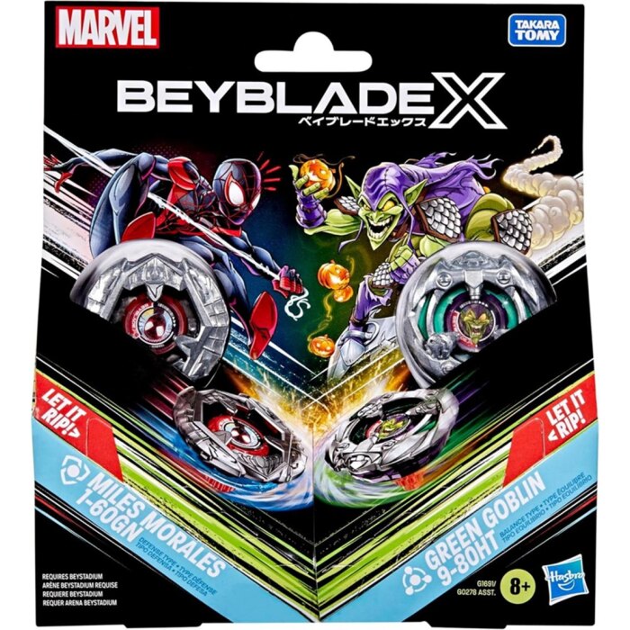 Beyblade X Miles Morales 1-60GN & Green Goblin 9-80HT Pack - Gamebreaker